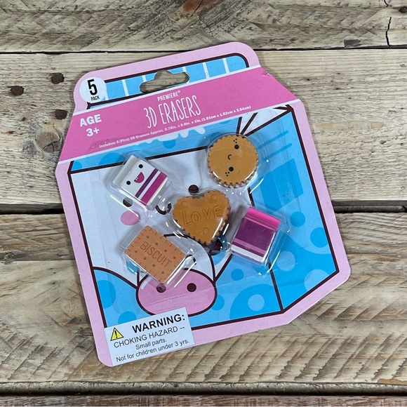 Premiere | Office | Premiere 3d Eraser 5 Pack Cookie Milk Heart Snack ...